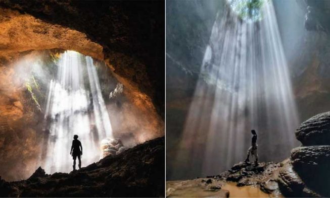 Rapling Goa Jomblang Yogyakarta, Keindahan Cahaya Surga di Bawah Tanah ...